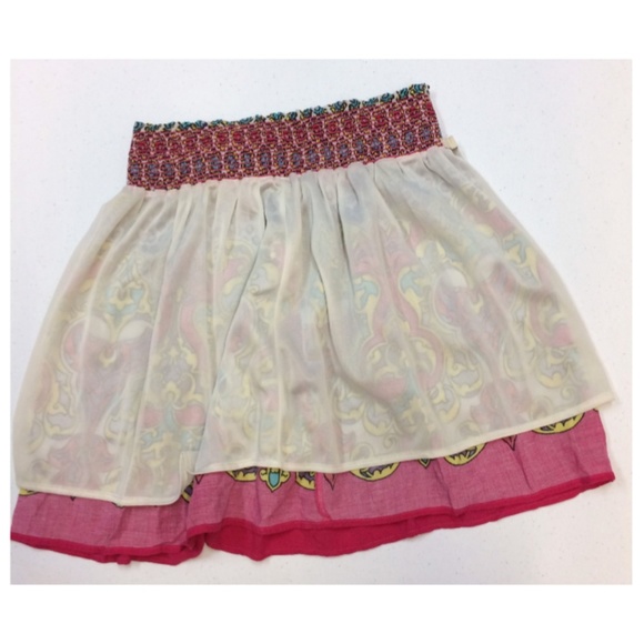 Forever 21 | Skirts | Xxi Skirt Pink Red Ruched Yoke Waist Medium Mini ...